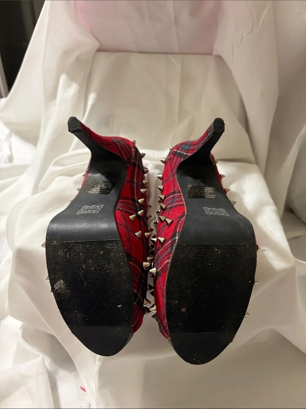 Abbey Dawn | Shoes | Abbey Dawn Red Plaid Peeptoe Spike Heels | Poshmark